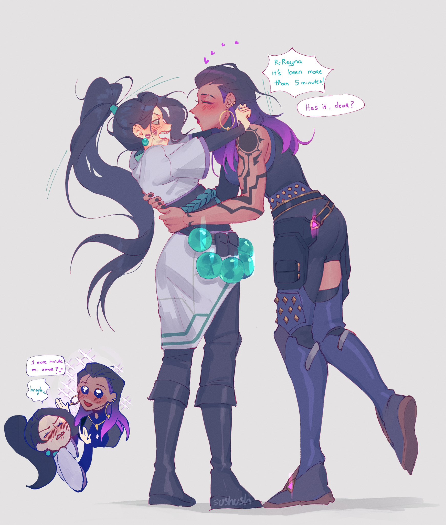 Sussy Sushushh Reyna Valorant Sage Valorant Valorant Highres 2girls Arm Tattoo