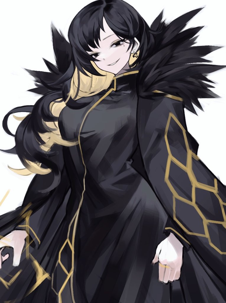 aka dang, binah (project moon), library of ruina, project moon, 1girl, black cape, black dress ...