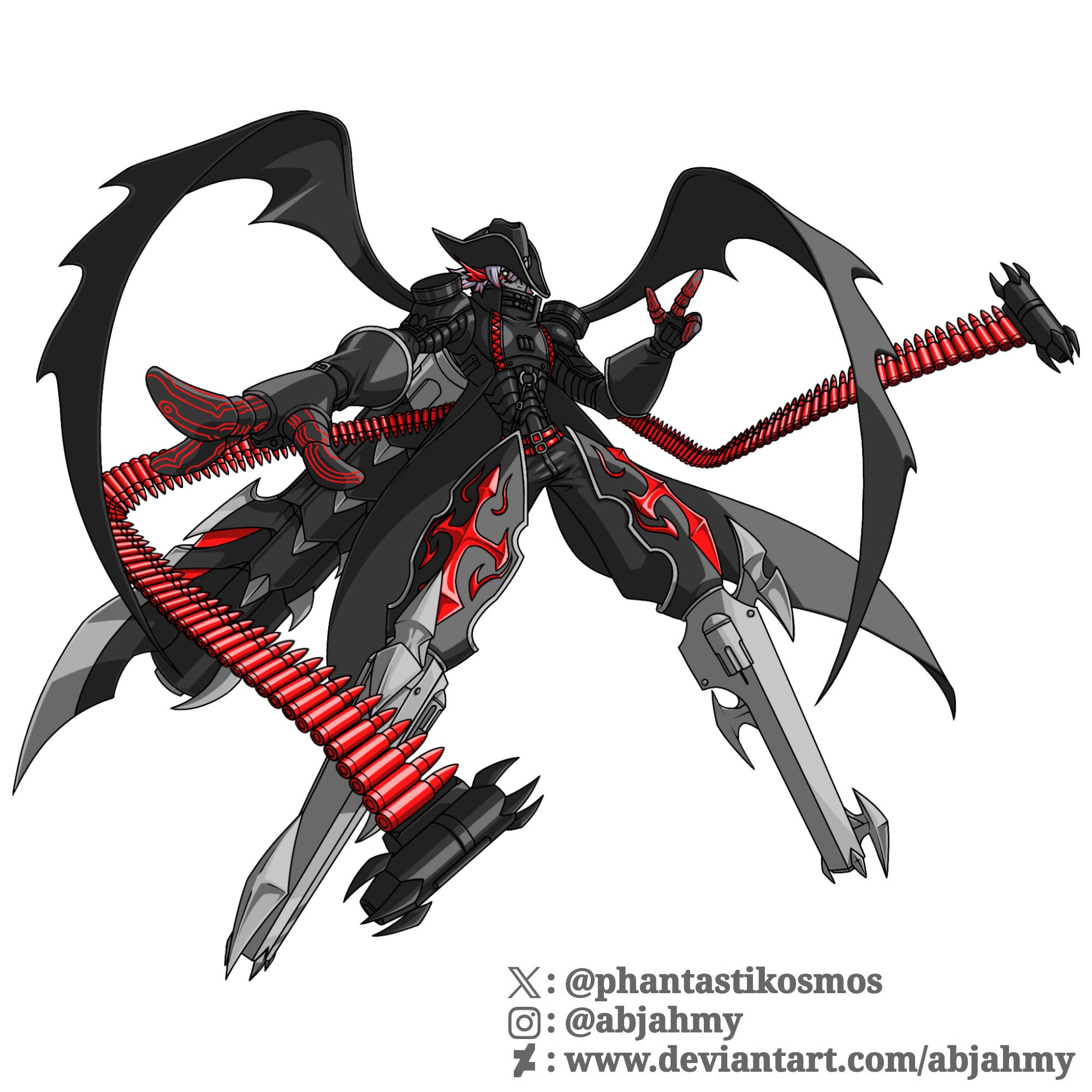 avengekidmon, digimon, 1boy, digimon (creature), gun, hat, male focus ...