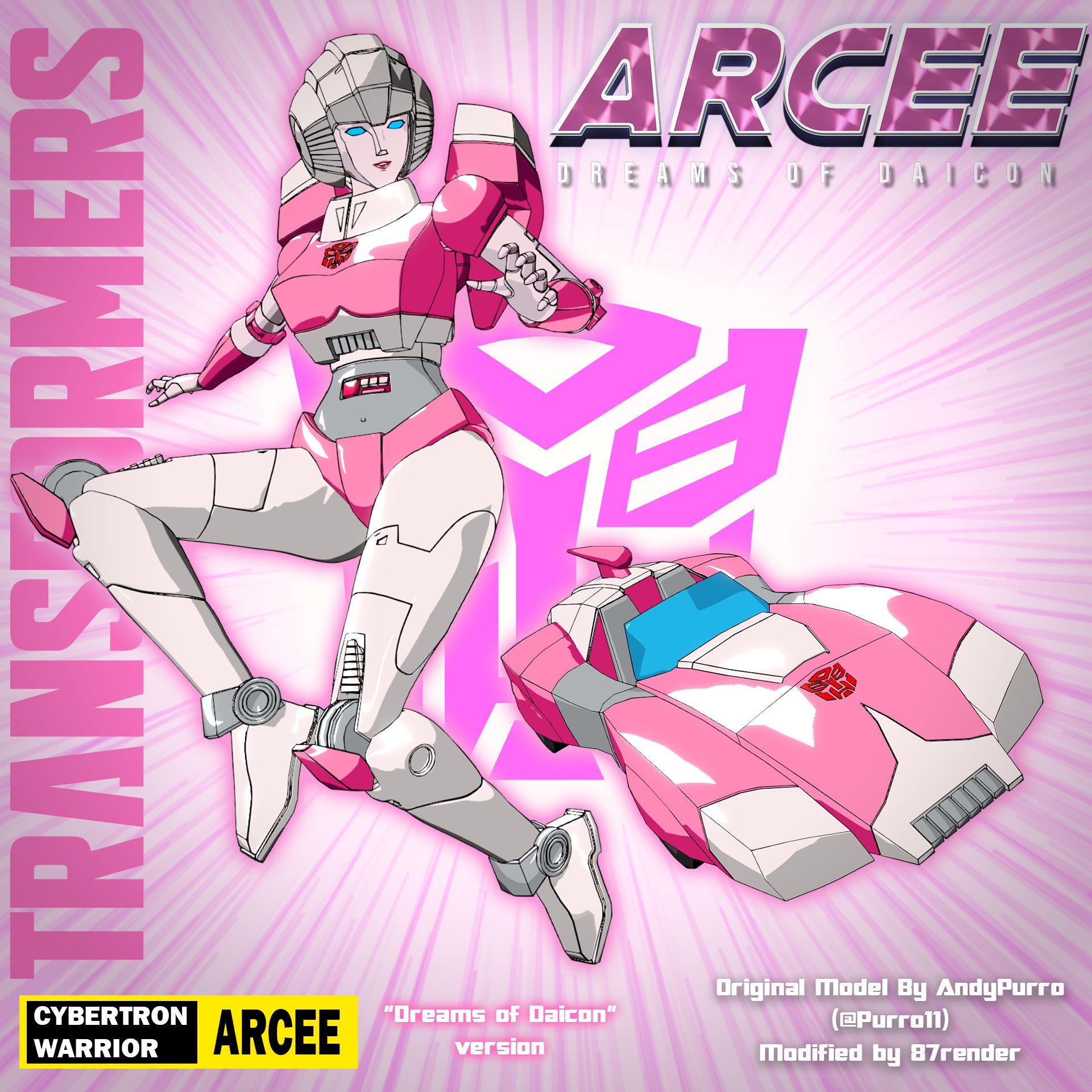 Andypurro Arcee Transformers Transformers Generation 1 Blender Medium Highres 1girl 3d