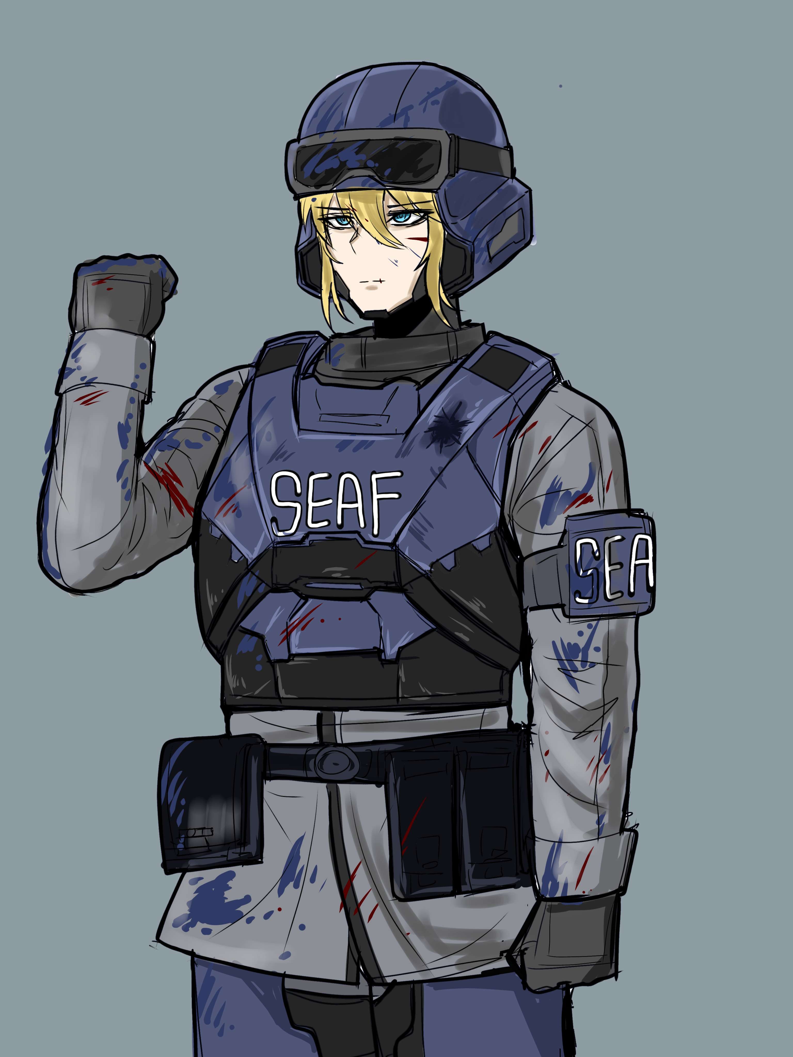 chickenartist, seaf soldier (helldivers), helldivers (series), absurdres, highres, armor, before ...