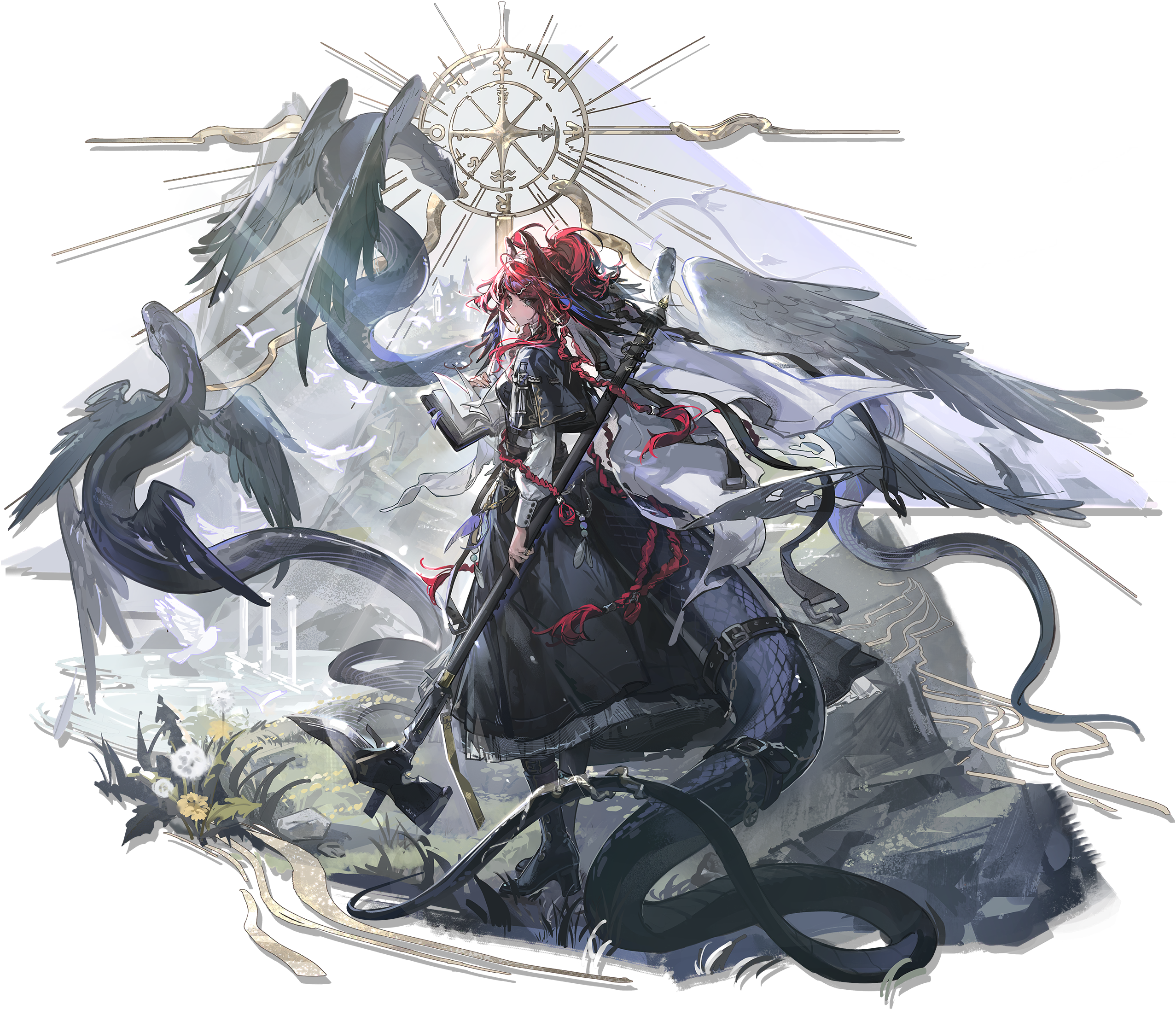 shui di yu bu lei shao, infection monitor (arknights), arknights, highres, official art, third ...