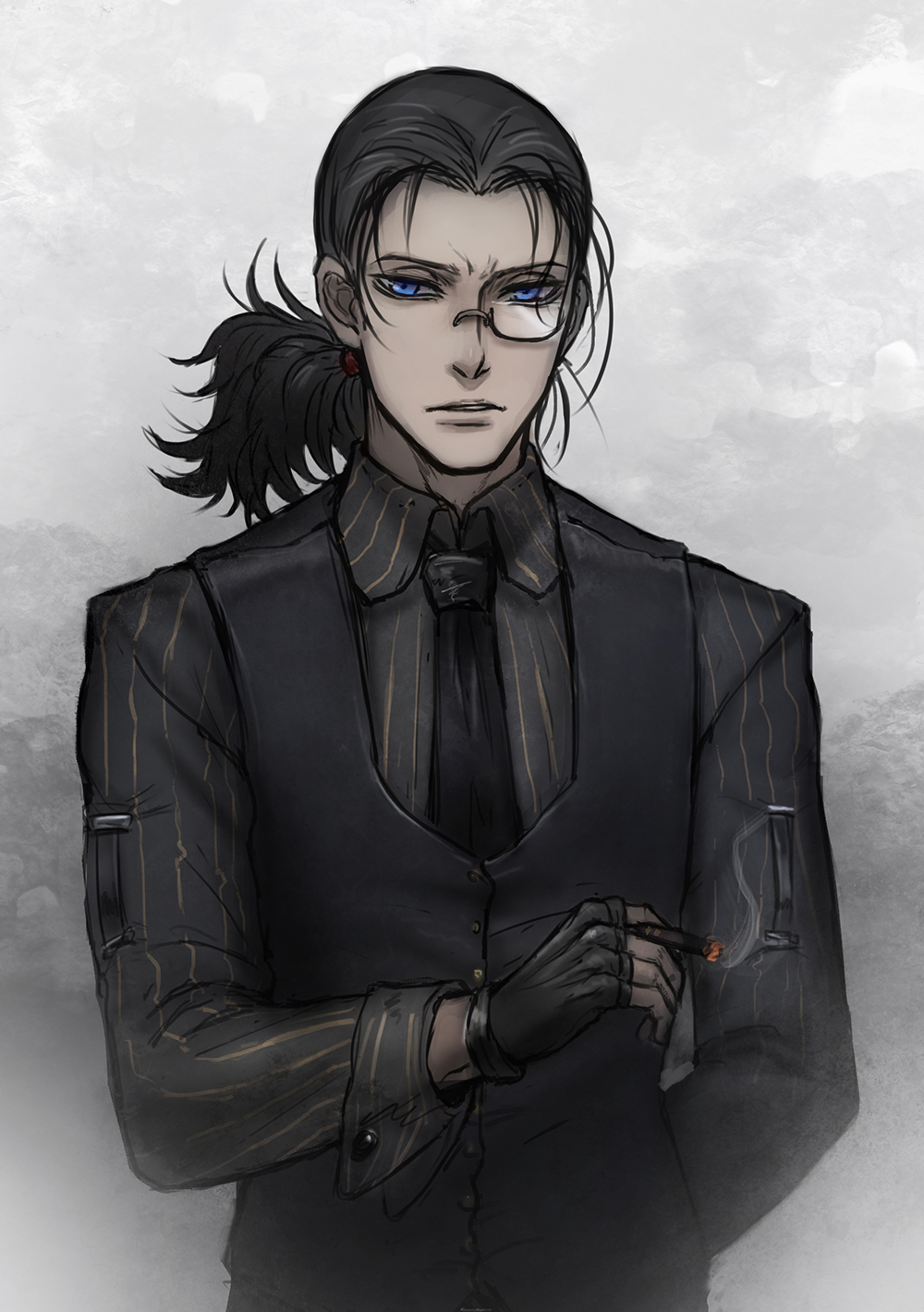 bryanth, walter c. dornez, hellsing, striped, bad id, bad pixiv id, highres, 1boy, aged down ...
