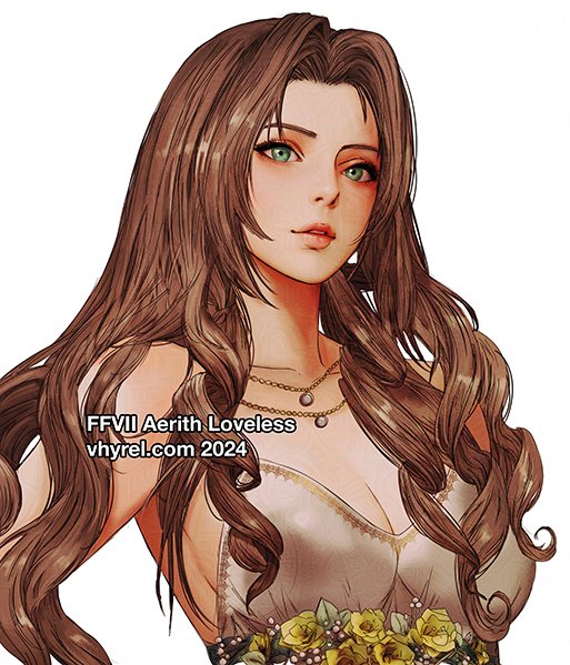 Vhyrel Aerith Gainsborough Aerith Gainsborough White Floral Dress