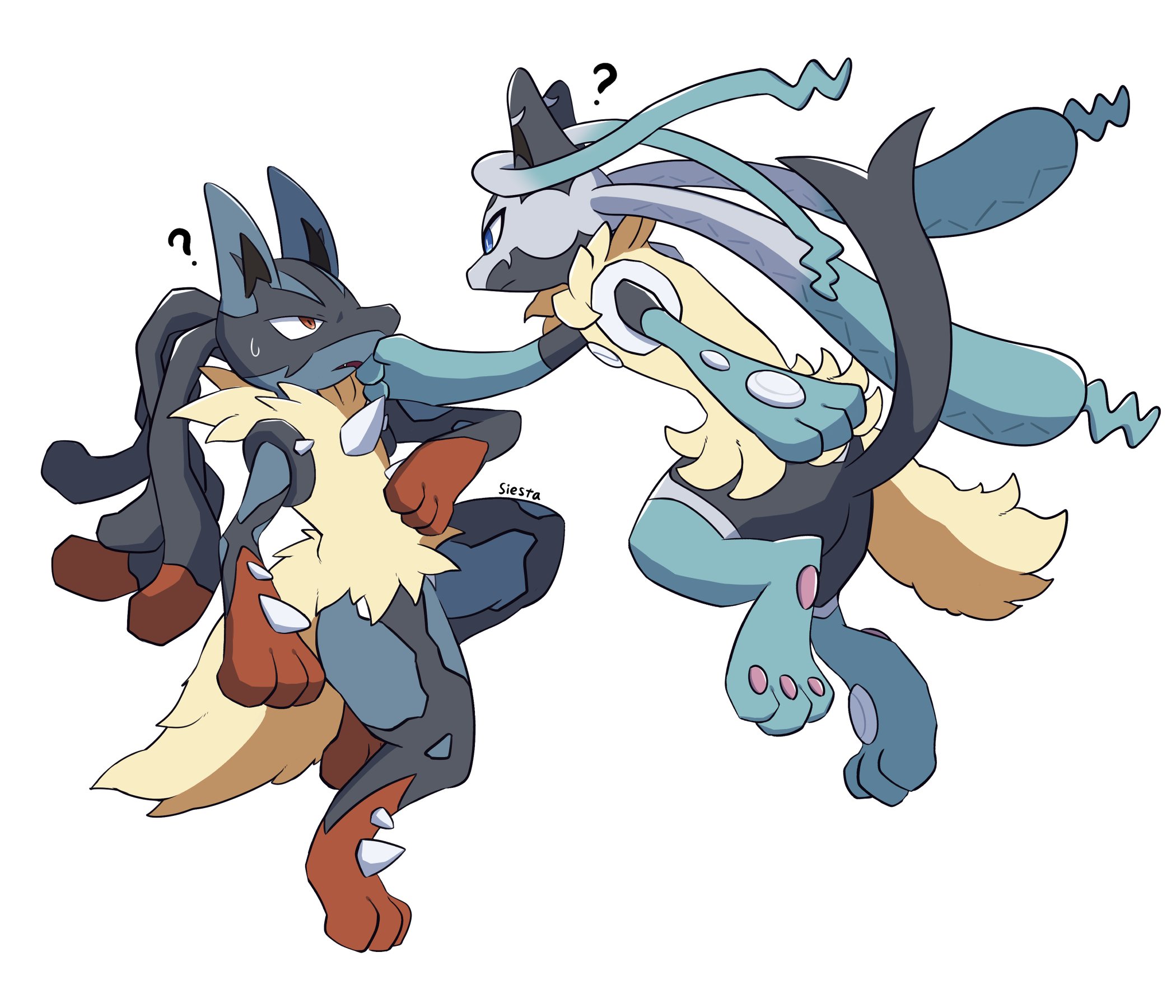 siestingtime, lucario, mega lucario, mega lucario z, nintendo, pokemon, highres, ?, black fur ...