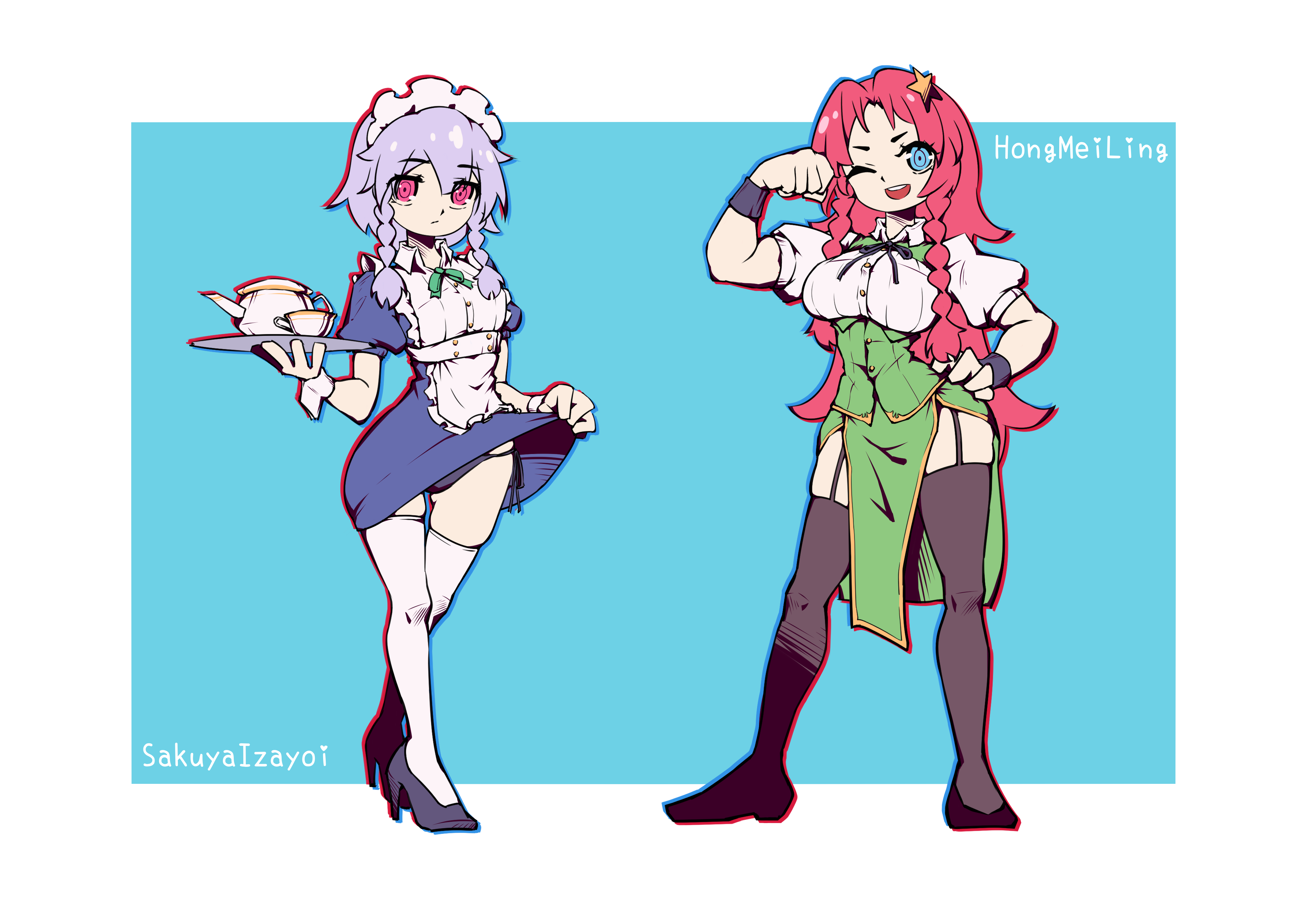 Load Lawer Hong Meiling Izayoi Sakuya Embodiment Of Scarlet Devil Touhou Absurdres Highres