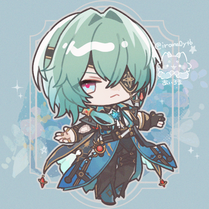 anaxa (honkai: star rail), honkai: star rail, honkai (series), 1boy, aqua hair, black gloves ...