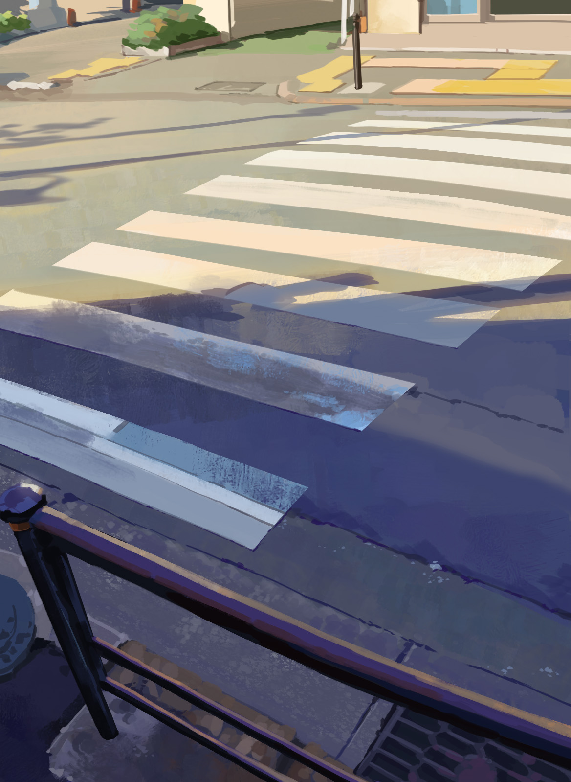 Karasu Hageabura Jr Original Commentary Request Highres Completion Time Crosswalk Day