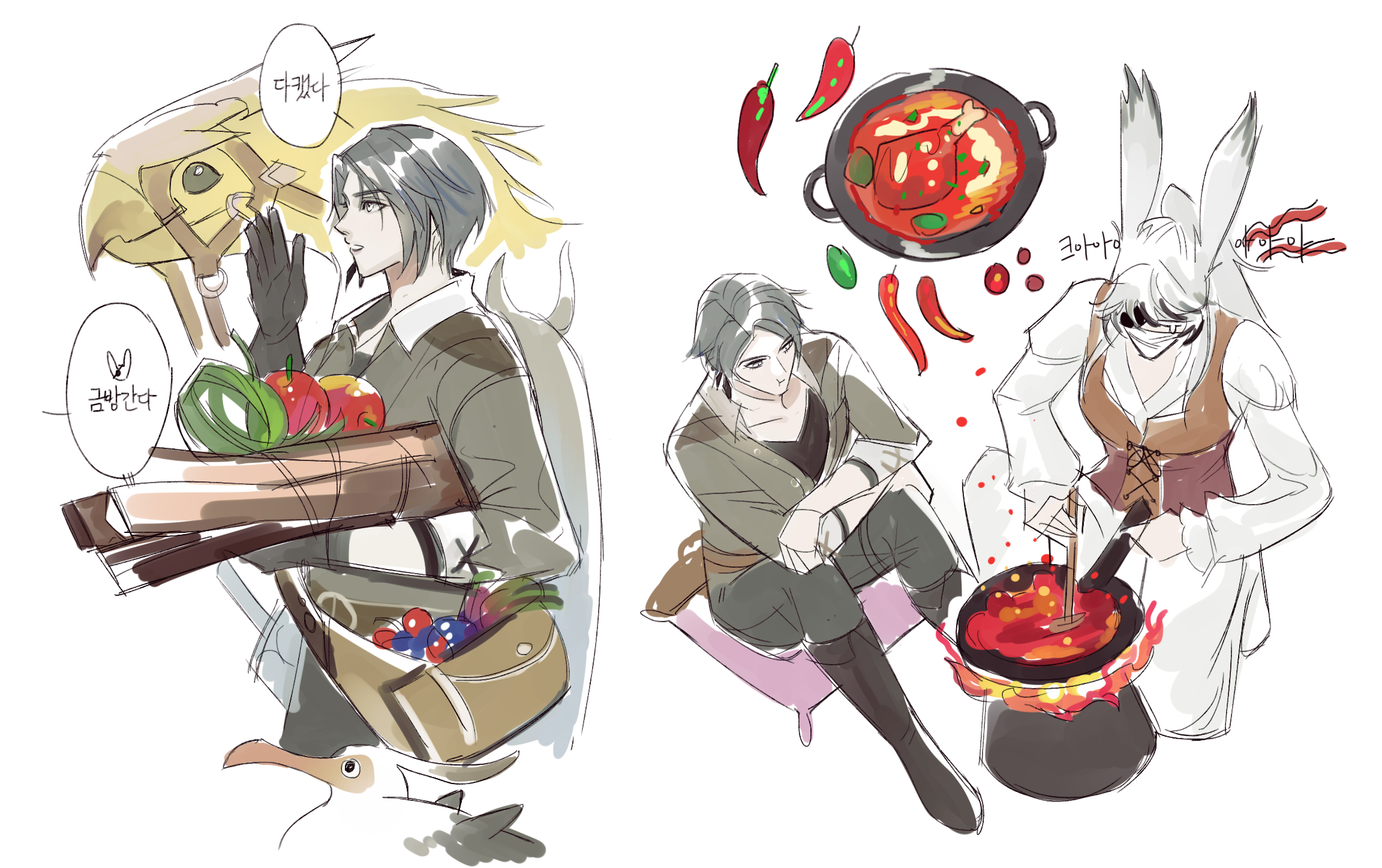 bib bb bib, chocobo, warrior of light (ff14), zero (ff14), final ...