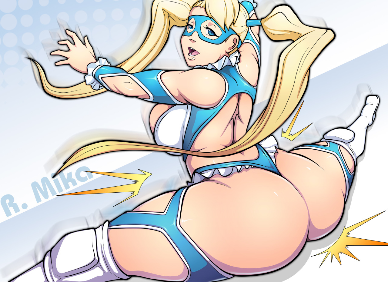 Onagi Rainbow Mika Street Fighter Street Fighter V 1girl Ass Blonde Hair Blue Eyes