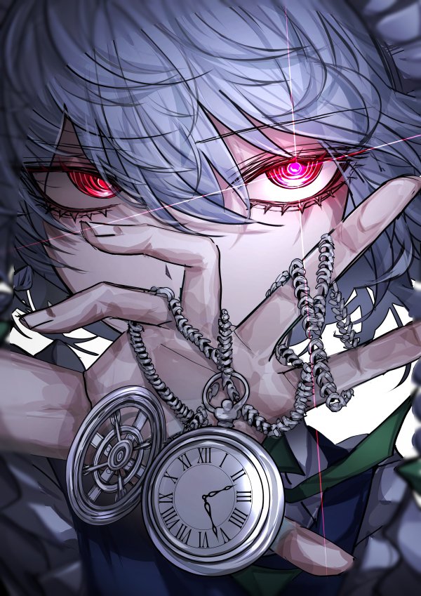 33 Gaff Izayoi Sakuya Touhou 1girl Close Up Glowing Glowing Eyes