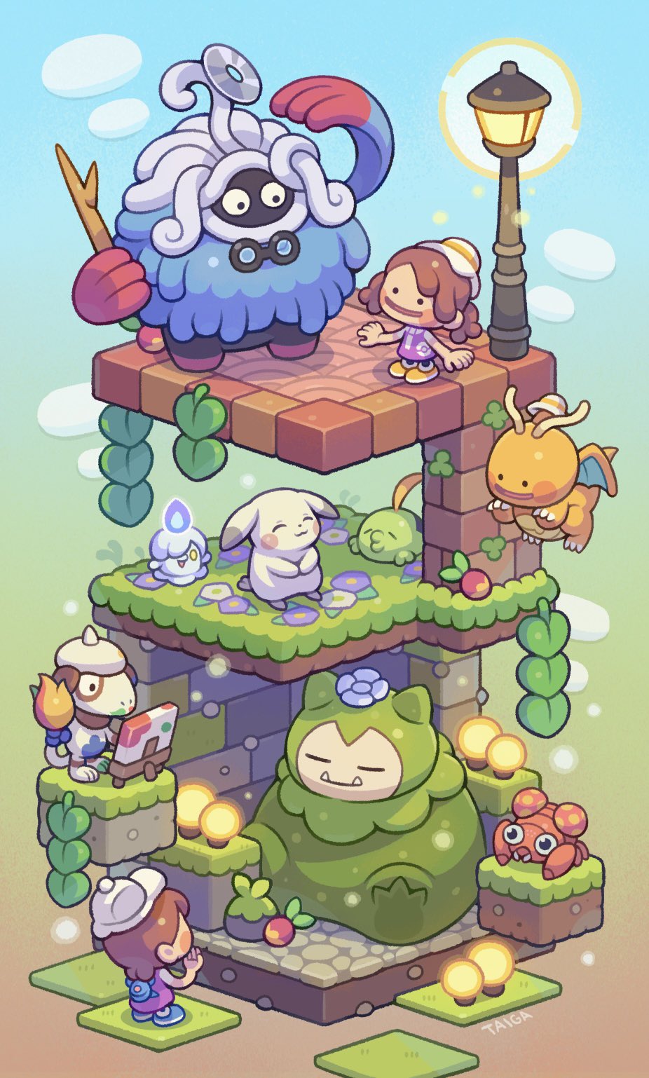 kayama taiga, ditto, dragonite, female protagonist (pokemon pokopia ...