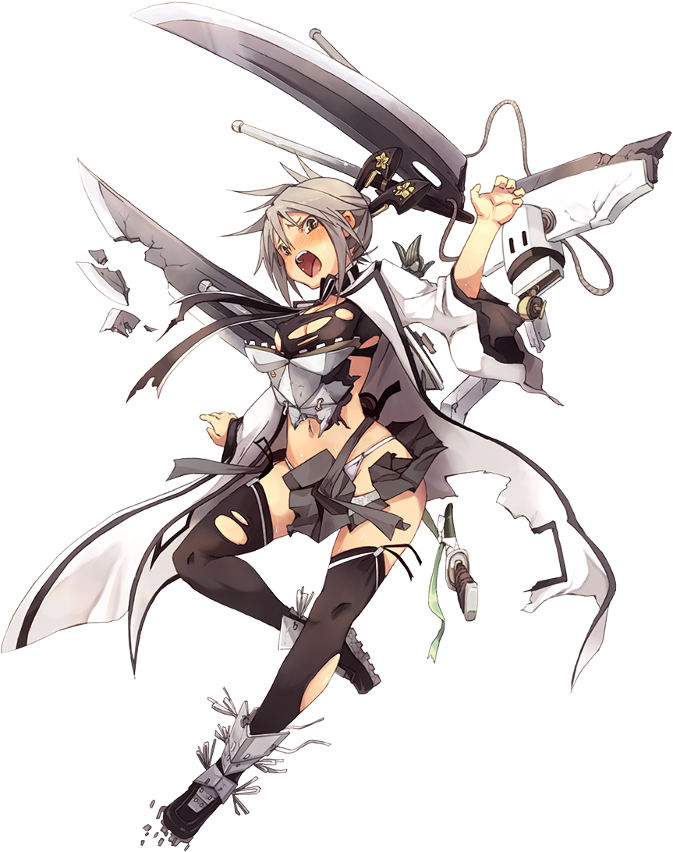 Fu Ta Oshiro Project Re Official Art 1girl O Black Thighhighs Blush Breasts Broken