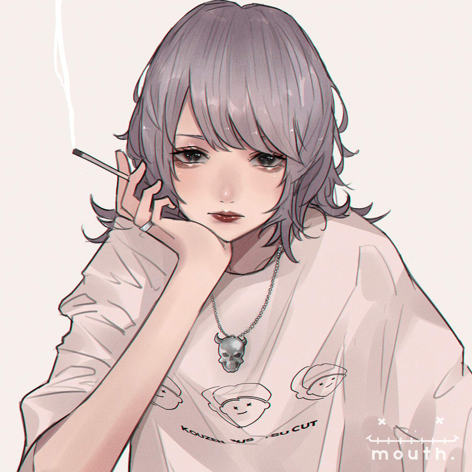 Mano Aaa Original Silver Hair Highres 1girl Black Eyes Chain