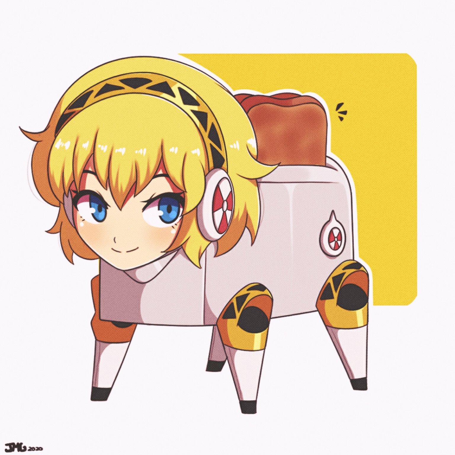 jeff miga, aigis (persona), persona, persona 3, highres, 1girl, android, blonde hair, blue eyes ...