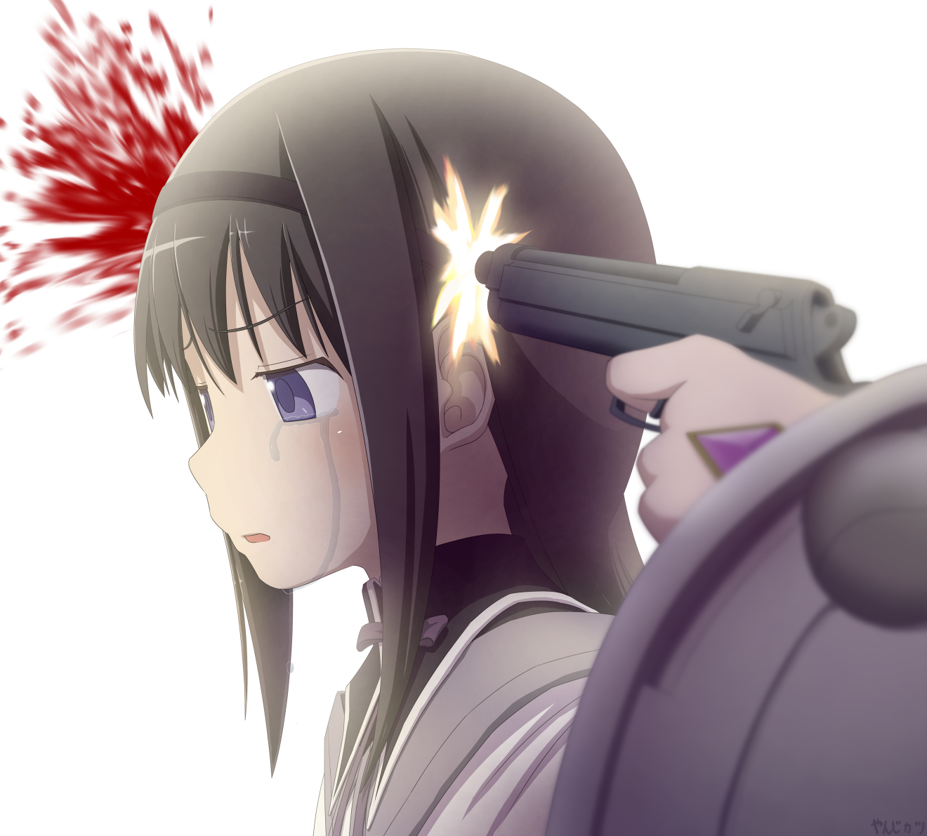 Yanzikatu Akemi Homura Mahou Shoujo Madoka Magica Bad Id Bad Pixiv Id Tagme 1girl 1other