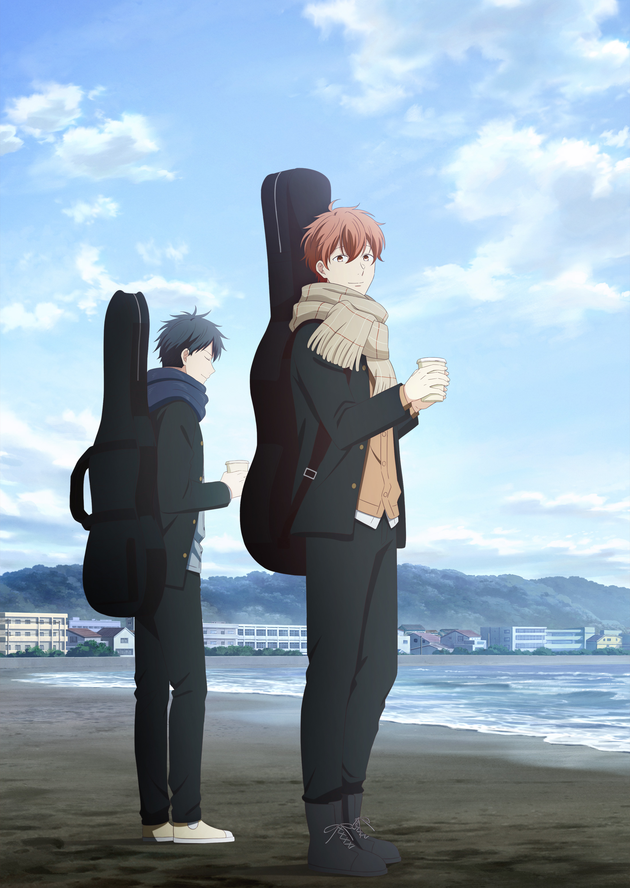 satou mafuyu, uenoyama ritsuka, given, black footwear, absurdres, highres, official art, 2boys ...