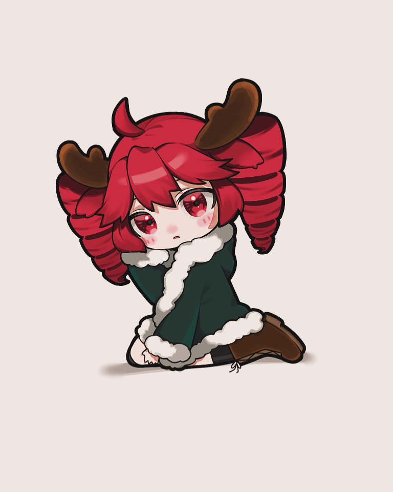 omochi (pixiv 73433243), kasane teto, utau, 1girl, ahoge, antlers ...