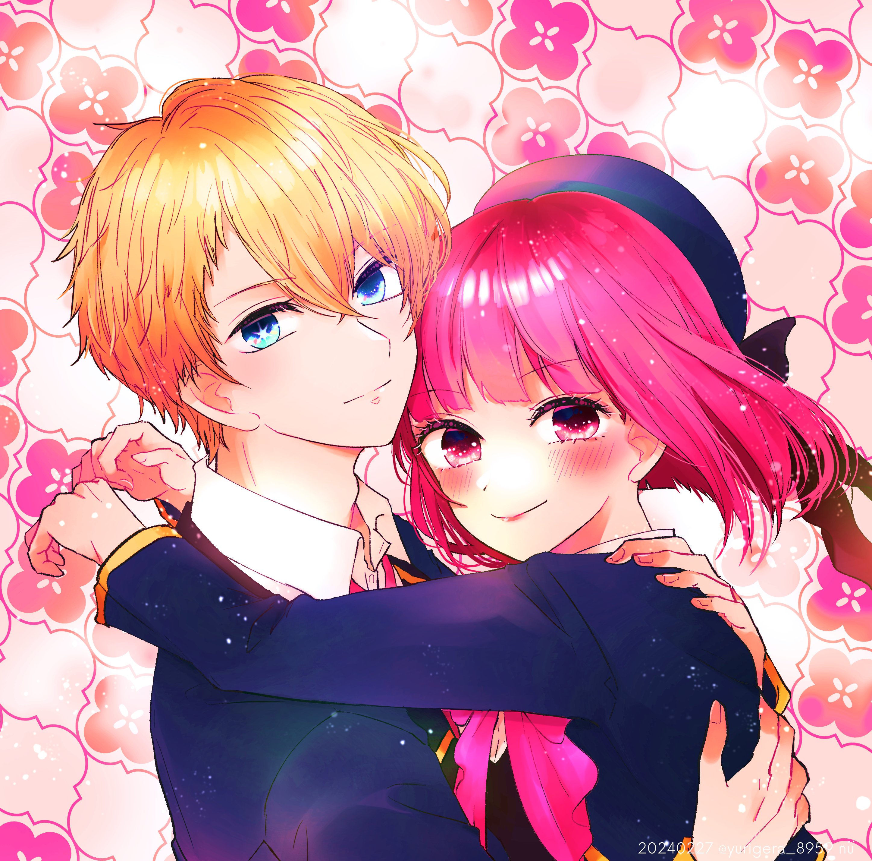 yurigera 8959, arima kana, hoshino aquamarine, oshi no ko, blue headwear, absurdres, highres ...