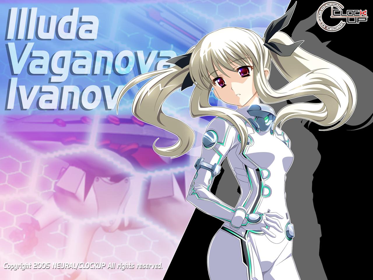 illuda vaganova ivanov, clockup, dyogrammaton, silver hair, tagme, bodysuit, red eyes, twintails ...