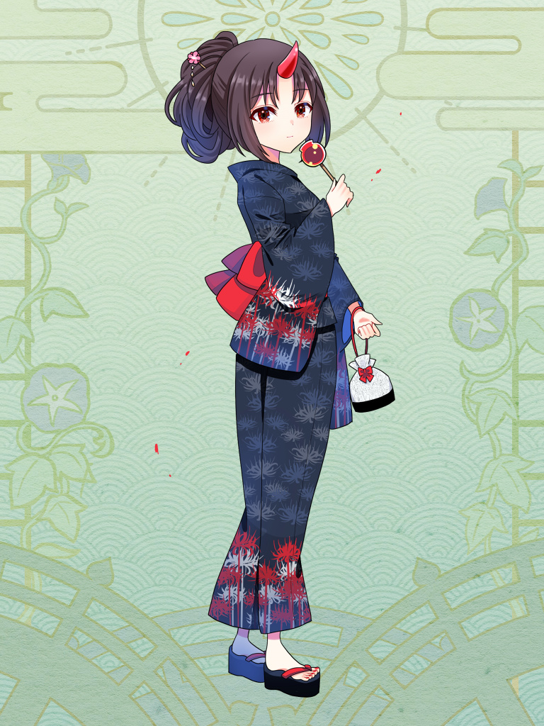 lita3773, dairoku ryouhei, 1girl, araya tsukasa, bag, black hair, brown eyes, candy apple ...