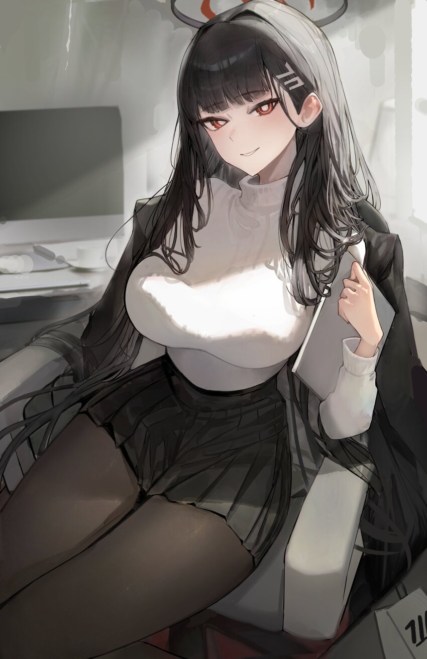 huinjebi, rio (blue archive), blue archive, absurdres, highres, 1girl, black hair, black halo ...