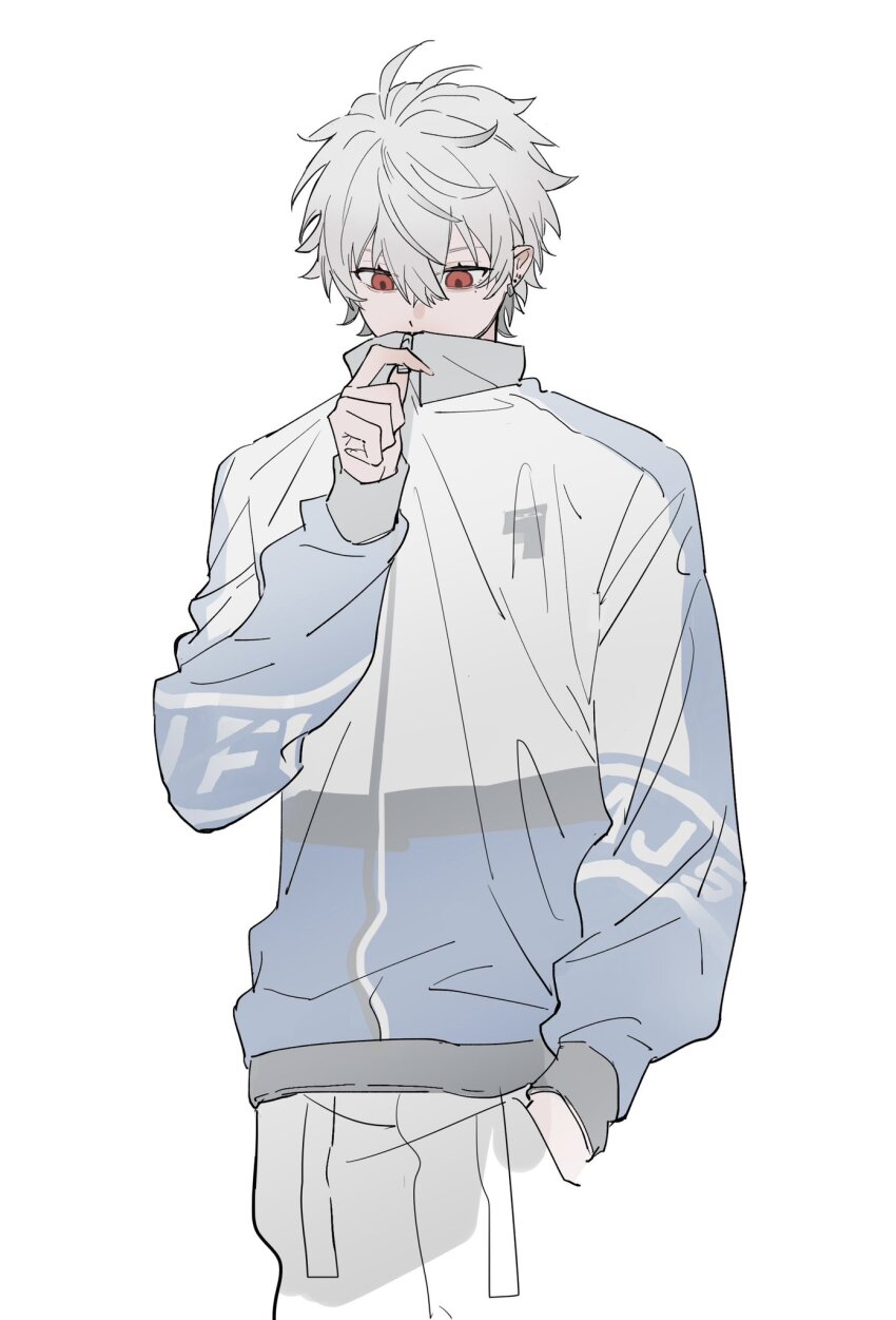 abbitr2, kuzuha (nijisanji), nijisanji, hashtag-only commentary, highres, 1boy, arm up, covered ...