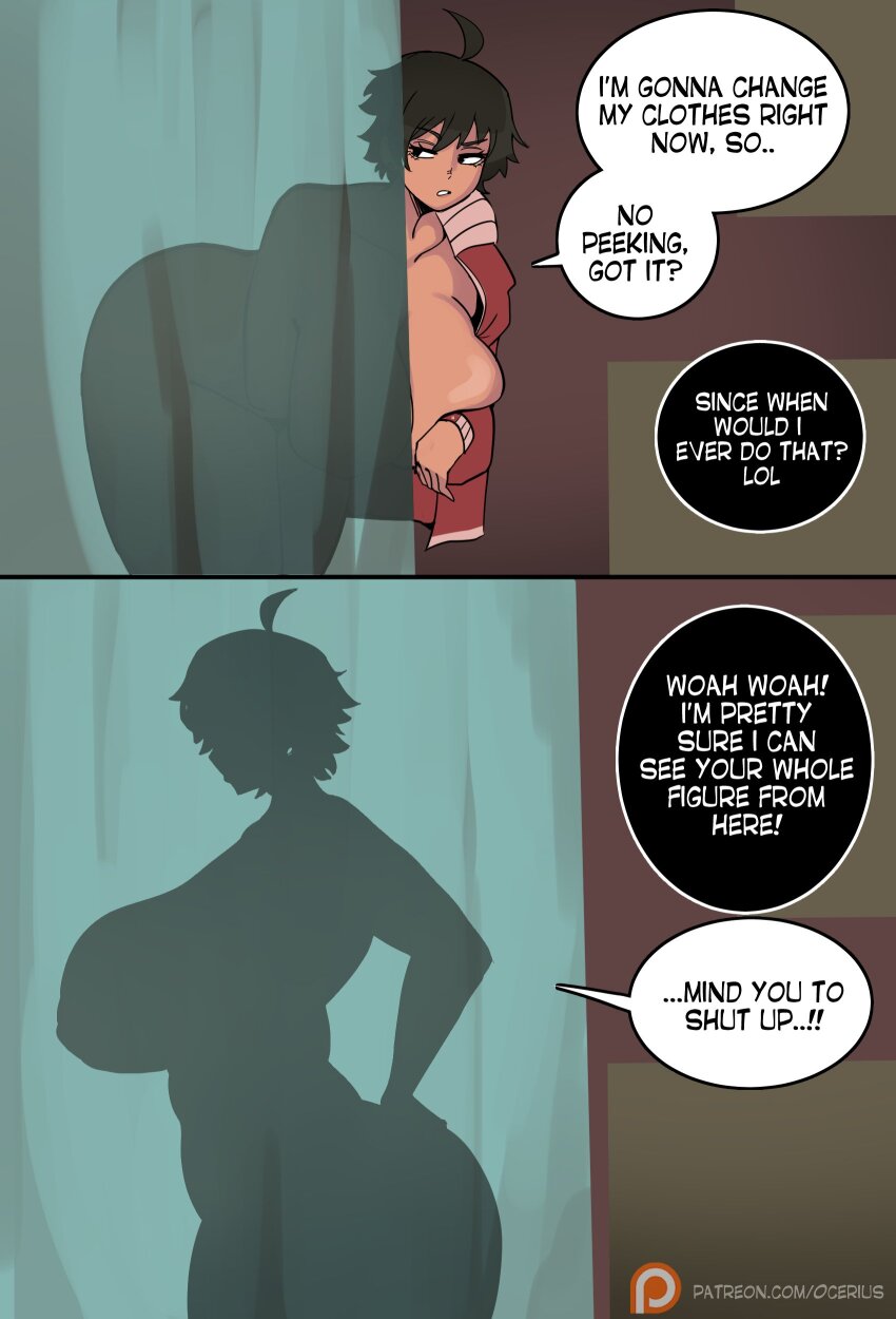 ocerius, original, clothes, absurdres, highres, 1girl, breasts, english text, female focus, huge ...