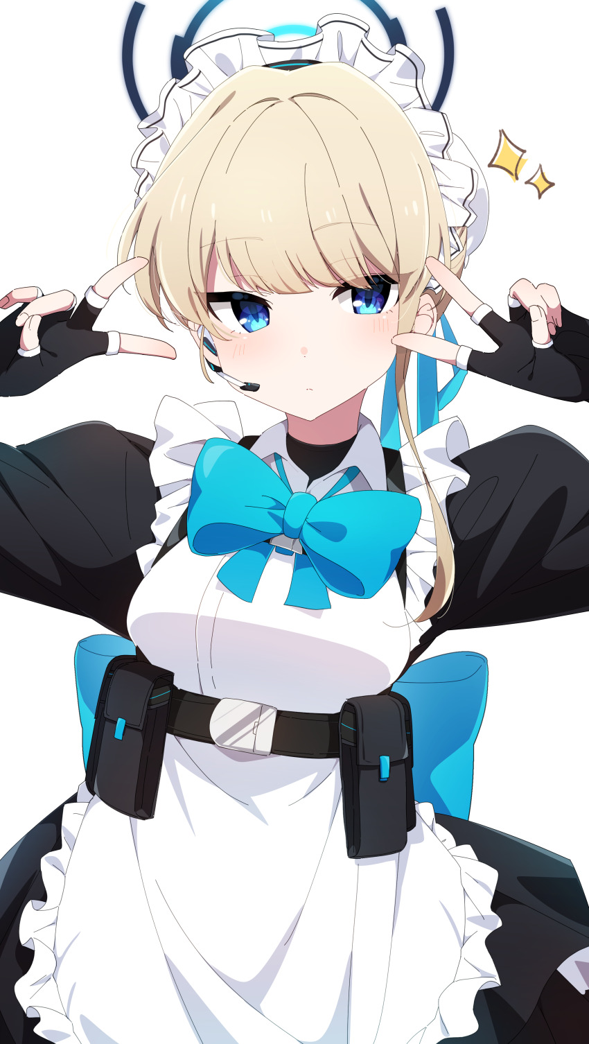 kirizuki reika, toki (blue archive), blue archive, absurdres, highres, 1girl, apron, back bow ...