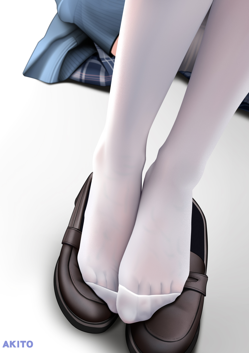 aki (1360505188), original, absurdres, highres, 1girl, artist name, blue sweater, feet, foot ...