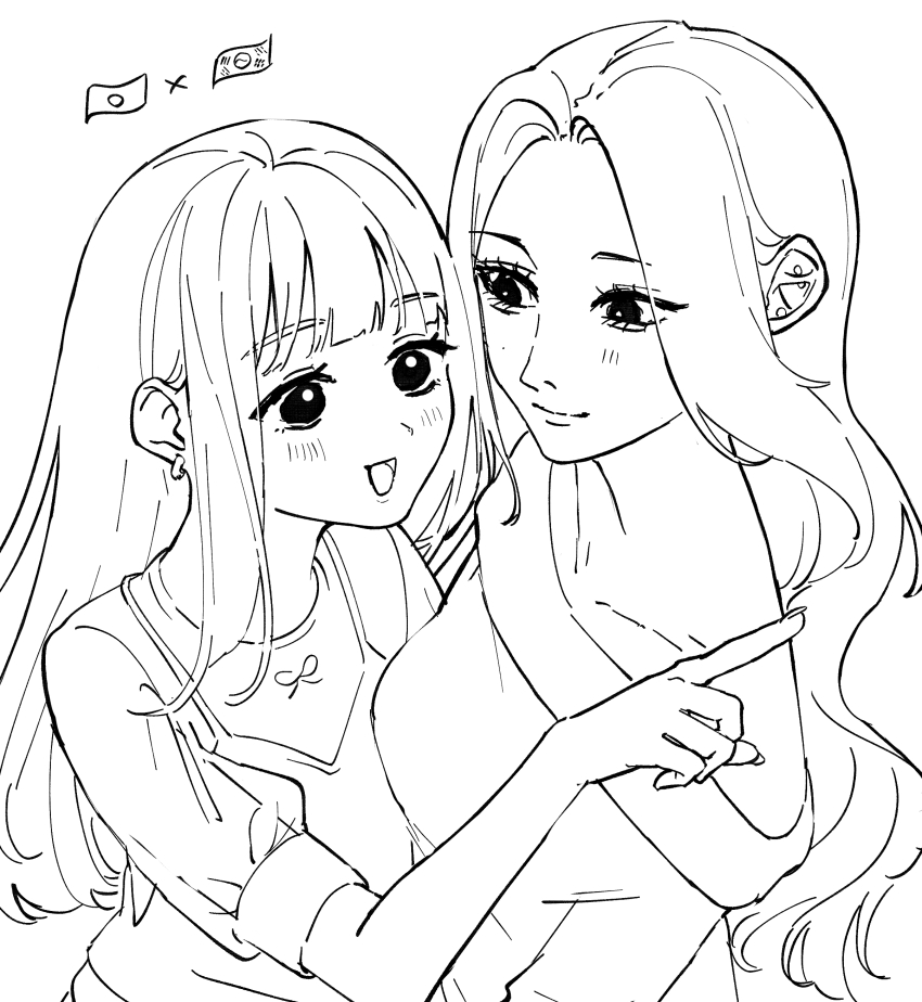 Original Absurdres Highres 2girls Black Hair Blush Closed Mouth