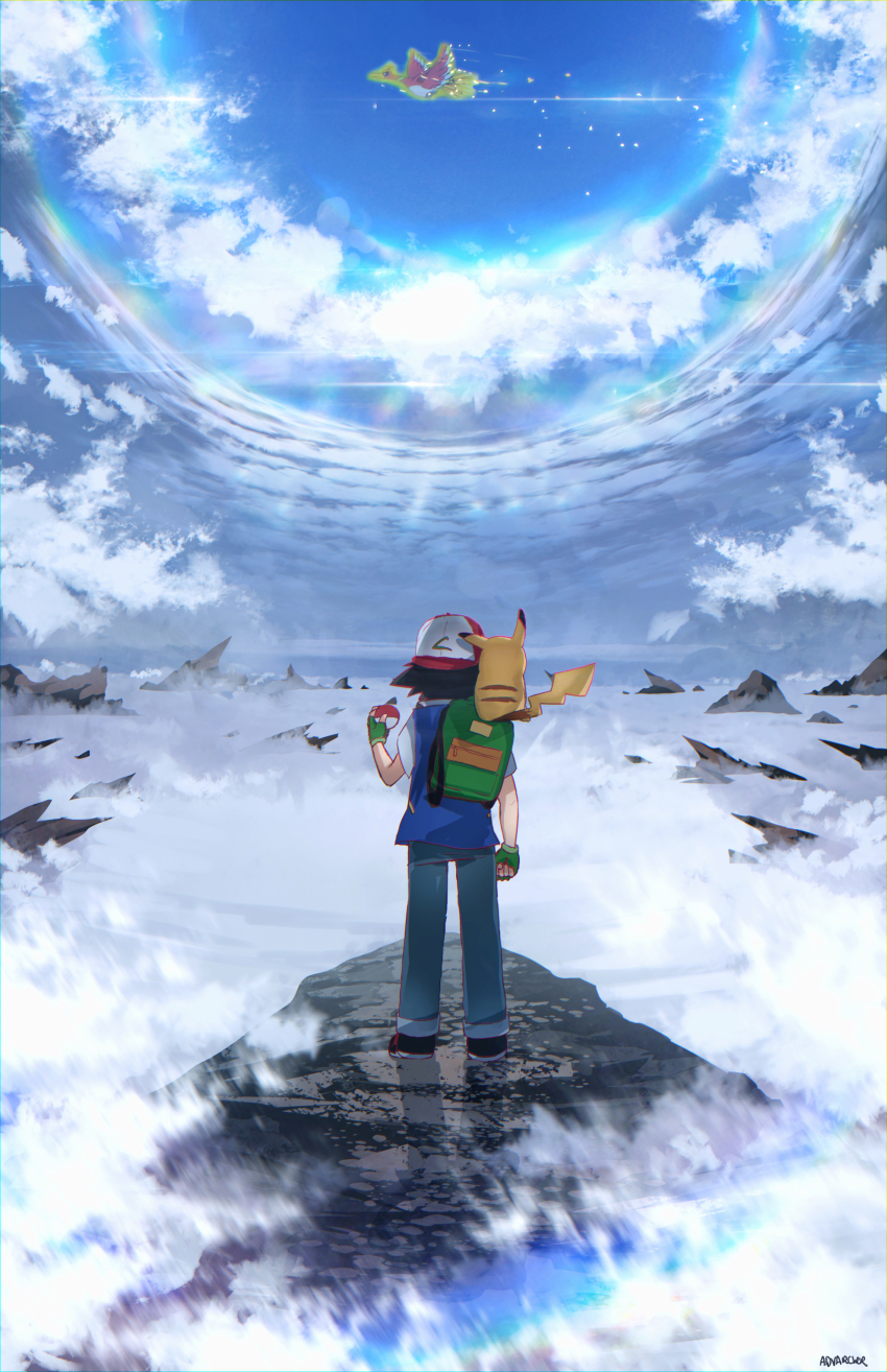 advarcher, ash ketchum, ho-oh, pikachu, nintendo, pokemon, pokemon ...