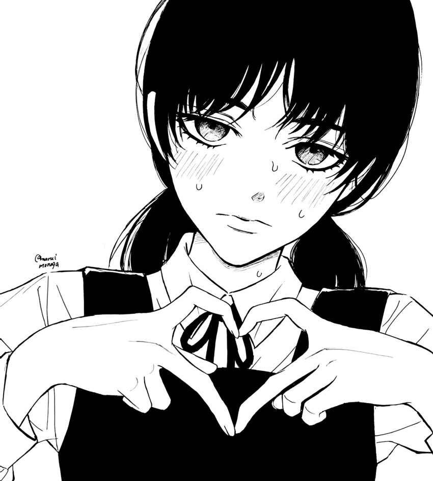 maruimonoga, mitaka asa, chainsaw man, highres, 1girl, black vest ...