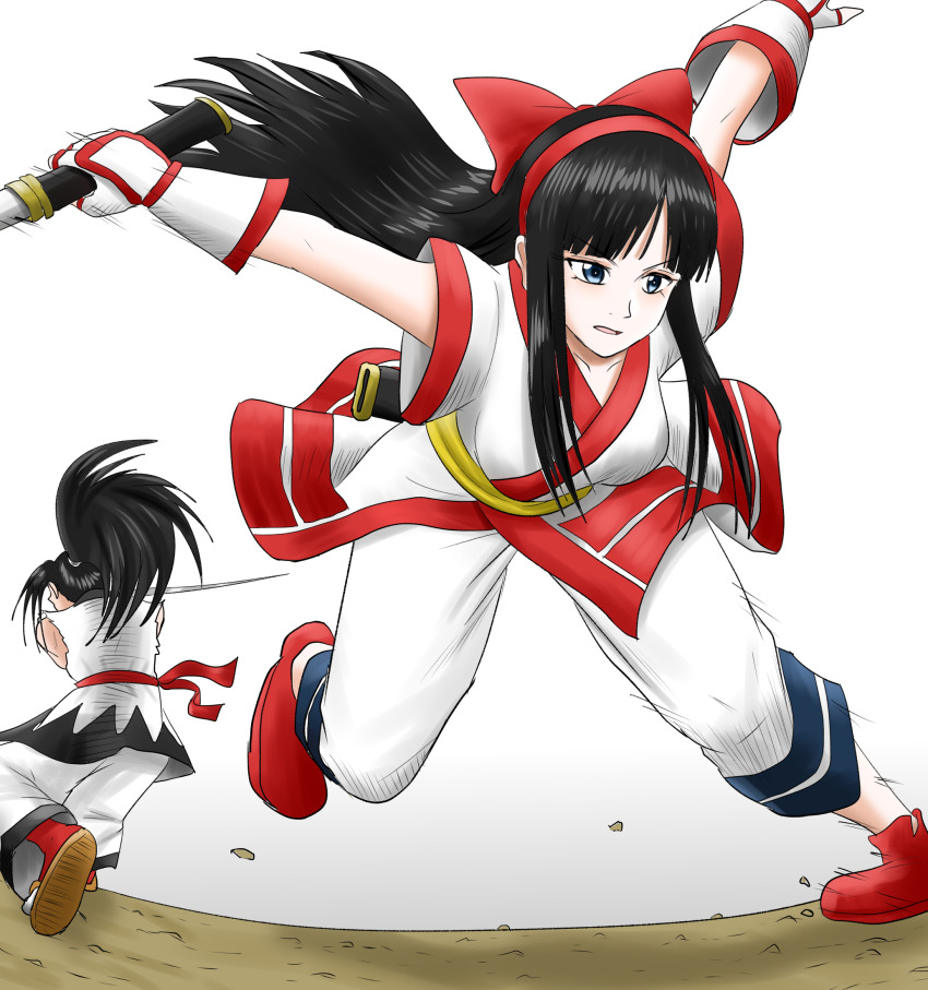 harukai-i, haoumaru, nakoruru, samurai spirits, snk, the king of fighters, highres, 1boy, 1girl ...