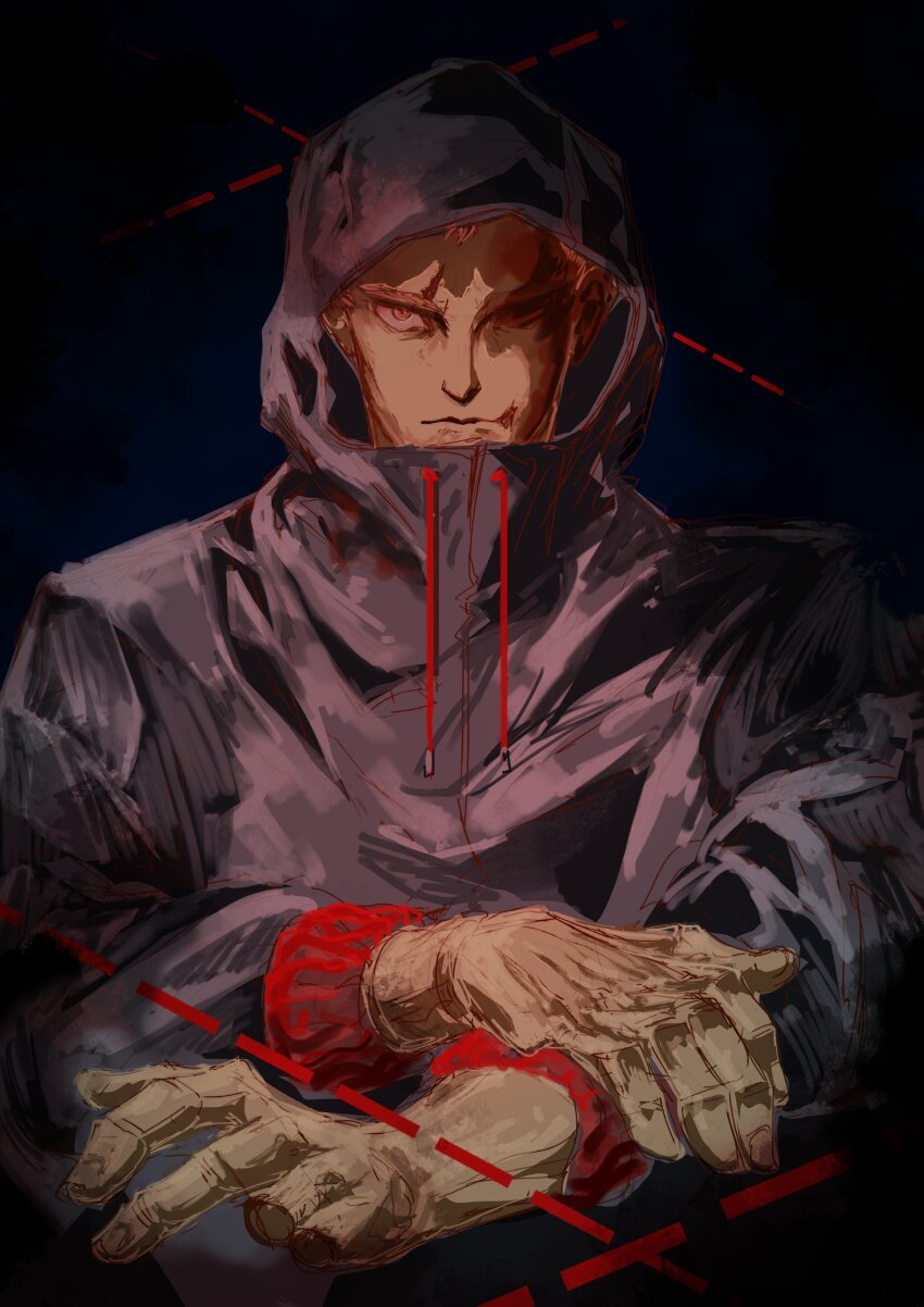 nitrovu, itadori yuuji, jujutsu kaisen, absurdres, highres, 1boy, black flash (jujutsu kaisen ...